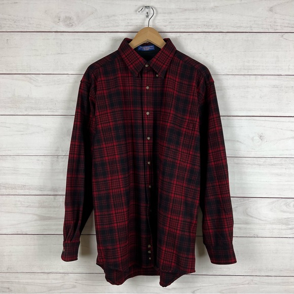Pendleton | Shirts | Pendleton Red Black Plaid Wool Button Down Shirt ...